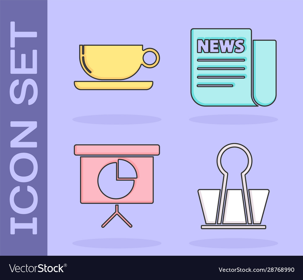 Set binder clip coffee cup flat presentation Vector Image Set binder clip coffee cup flat presentation Vector Image