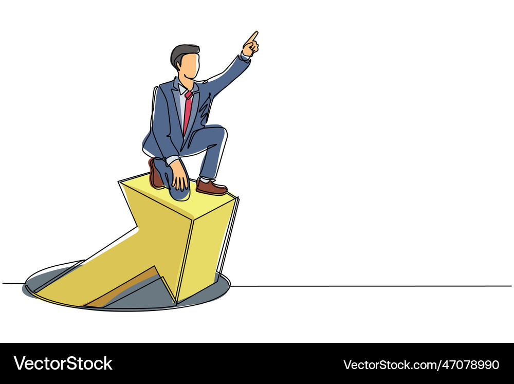 Single one line drawing businessman standing Vector Image