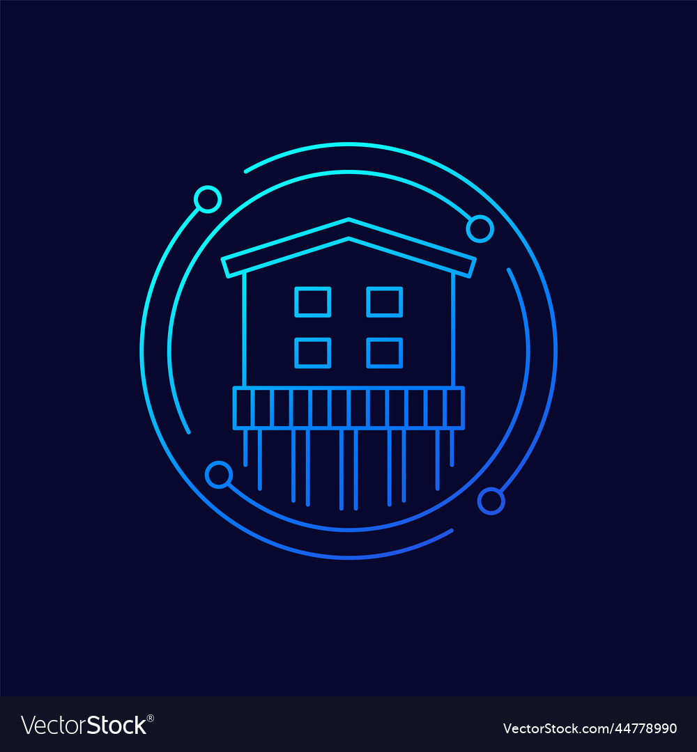 Stilt house line icon building on stilts Vector Image Stilt house line icon building on stilts Vector Image