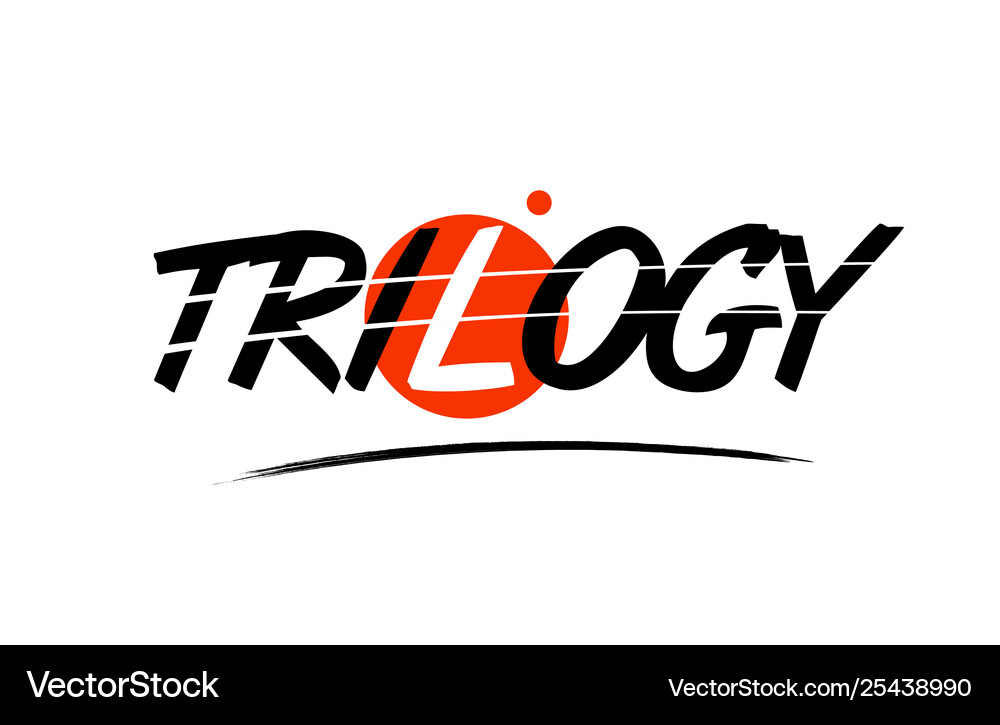 Trilogy word text logo icon with red circle design