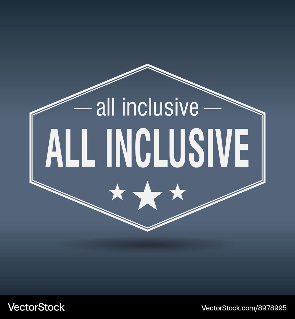 All inclusive hexagonal white vintage retro style Vector Image