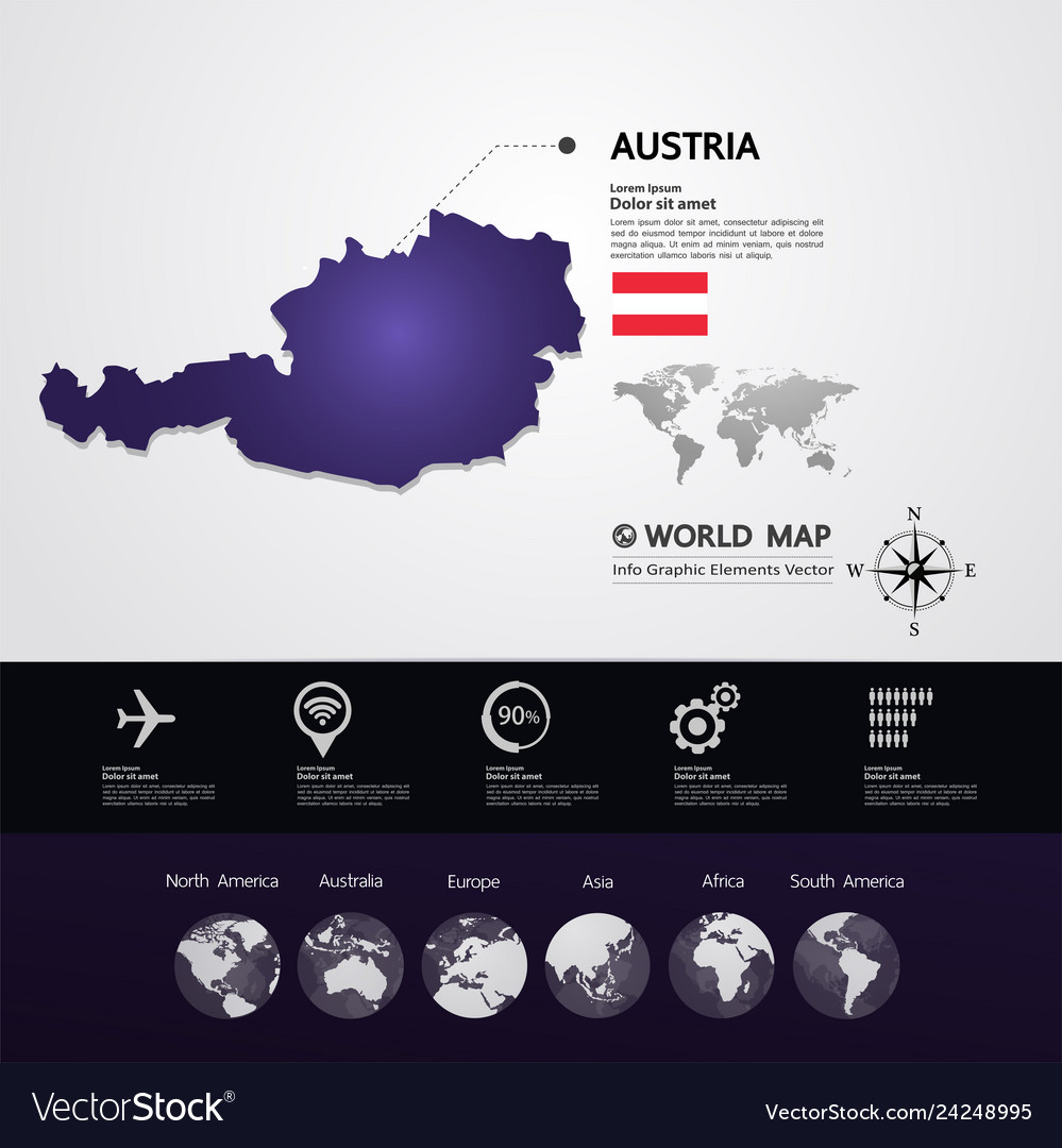 Austria map Royalty Free Vector Image - VectorStock