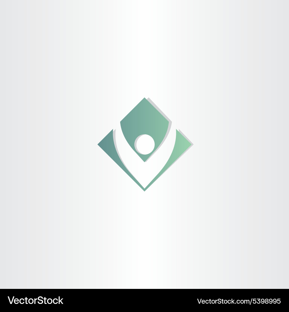 Letter v man green square symbol Royalty Free Vector Image
