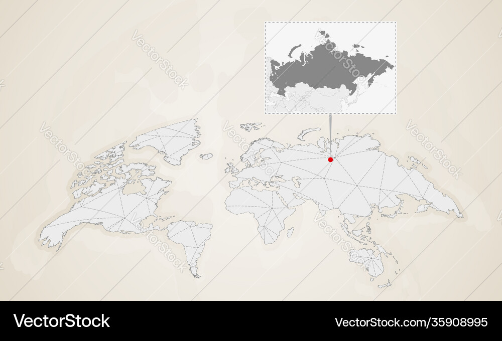 Map russia with neighbor countries pinned Vector Image