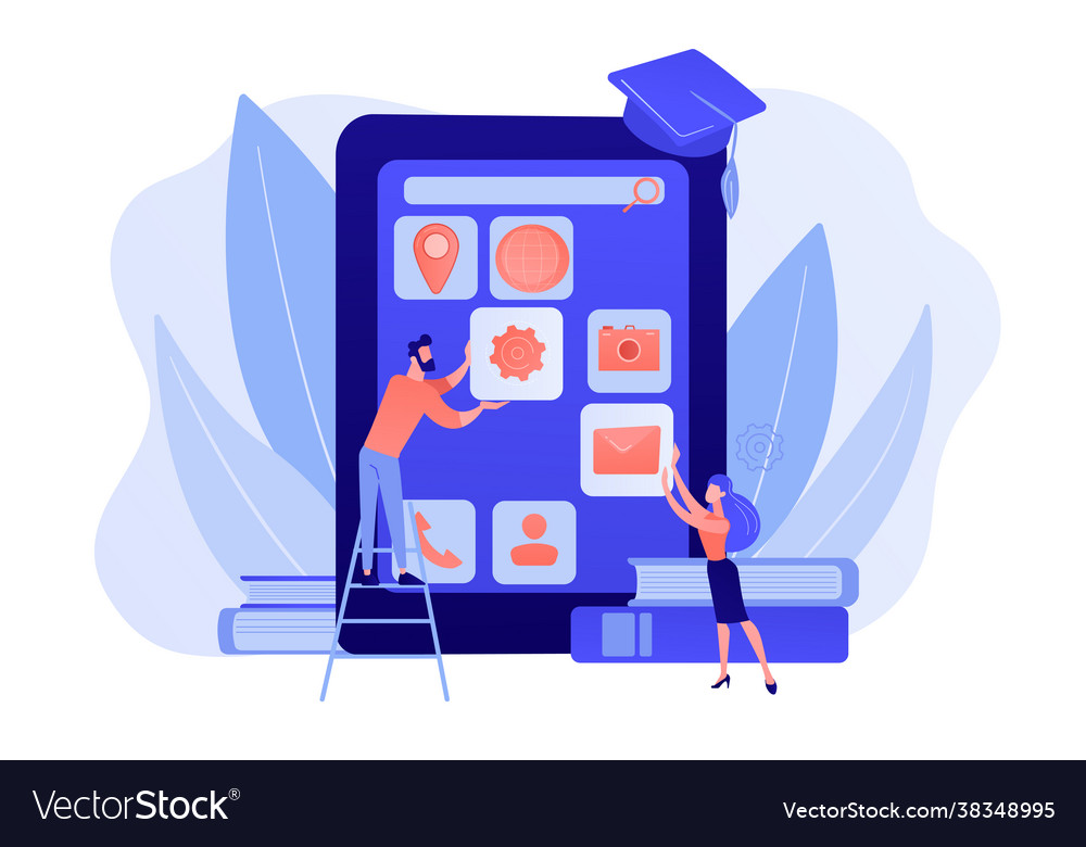 Mobile app development courses concept Royalty Free Vector