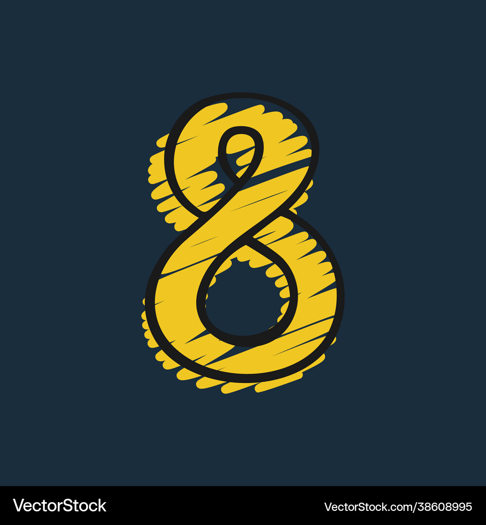 Number eight logo hand-drawn with felt-tip Vector Image