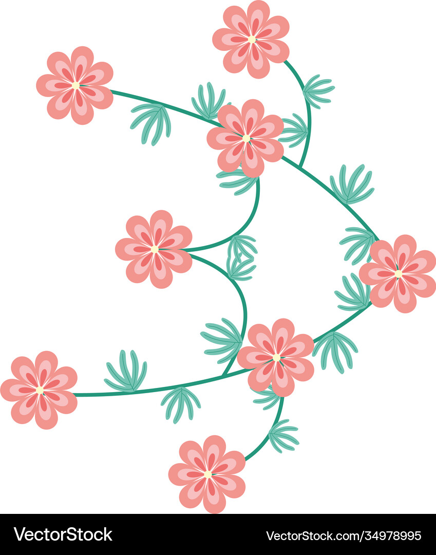 Pink color flowers garden flat element Royalty Free Vector