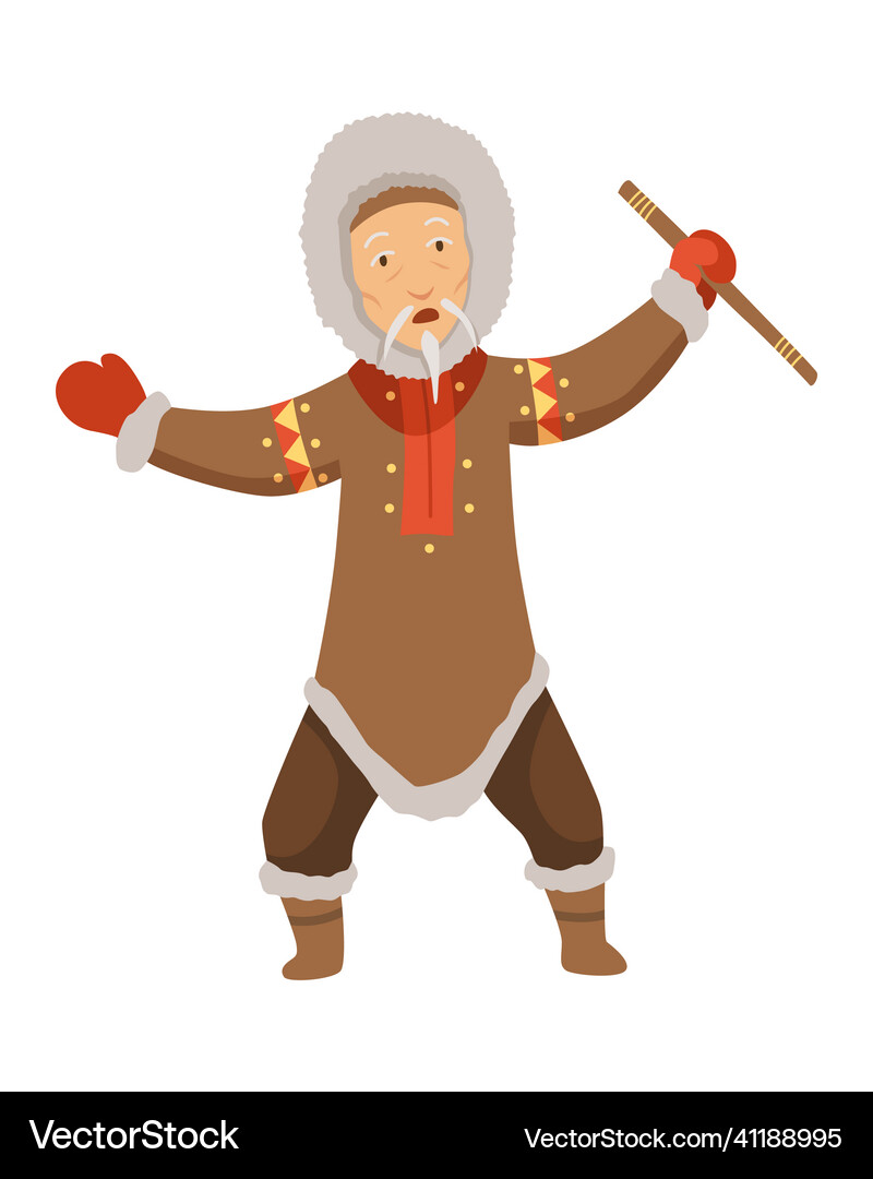 Polar eskimo character indigenous man wearing Vector Image