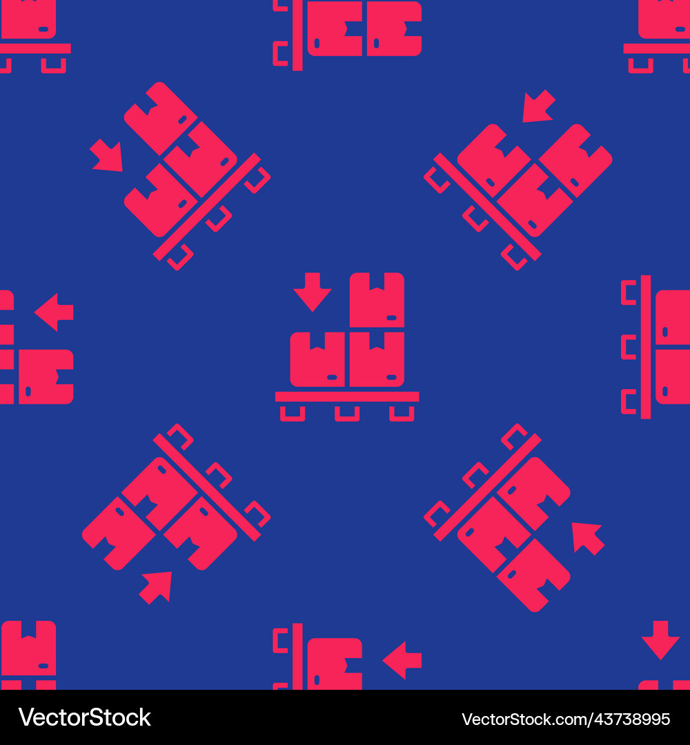 Red cardboard boxes on pallet icon isolated Vector Image