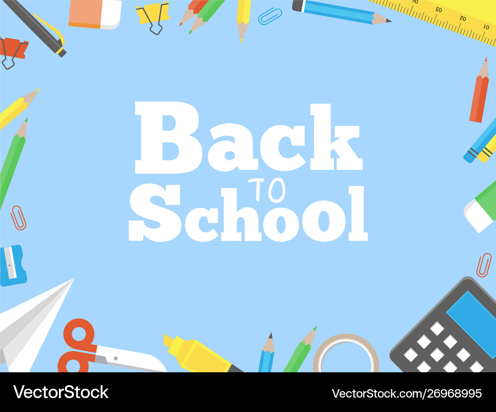 School supplies frame for flyer or poster template