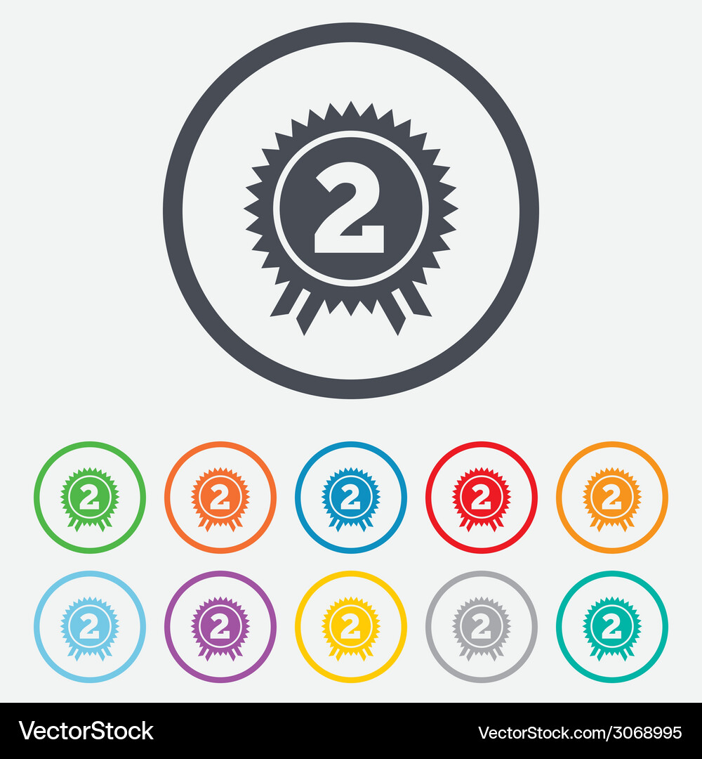 Second place award sign icon prize for winner Vector Image