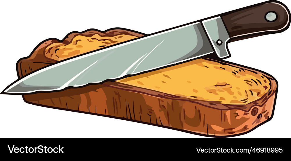 Sharp steel blade slices fresh gourmet pork Vector Image