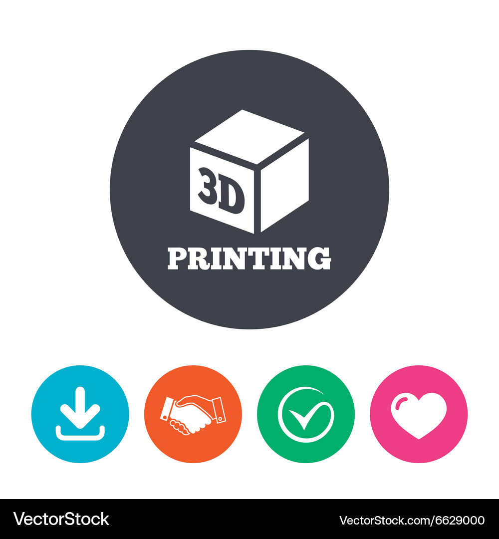 3d print sign icon cube printing symbol Royalty Free Vector