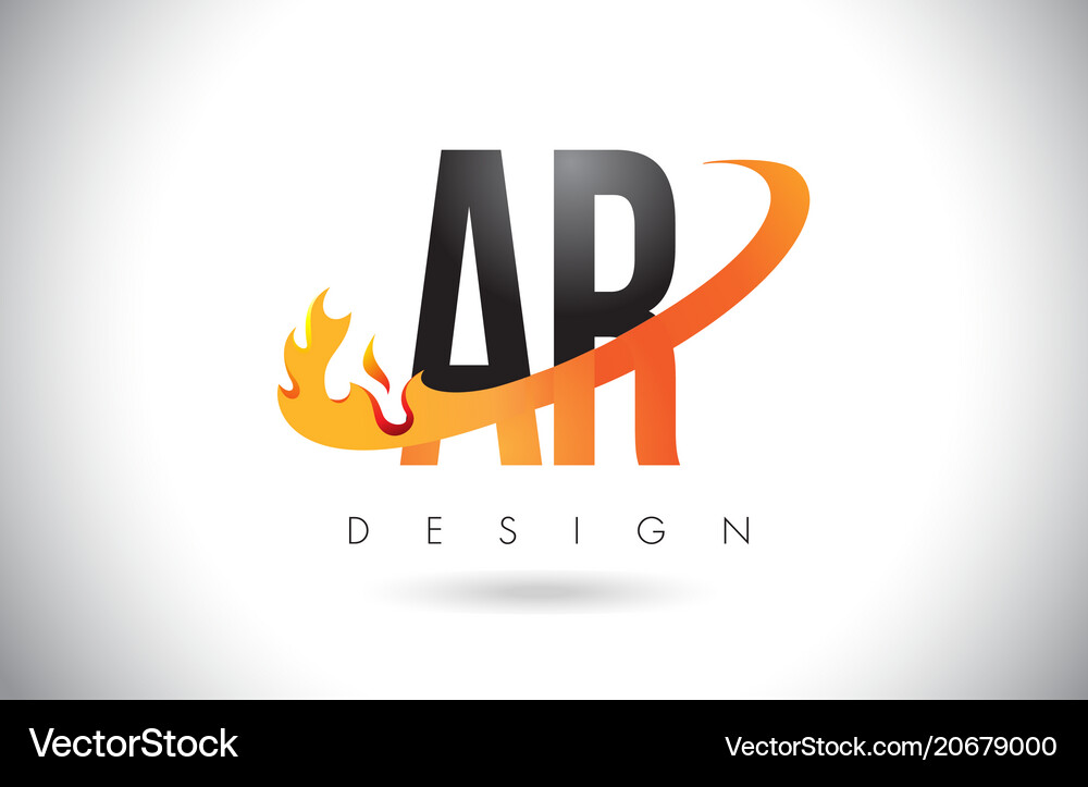 Ar a r letter logo with fire flames design Vector Image