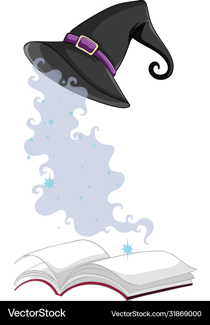 Black magic hat and book cartoon style Royalty Free Vector
