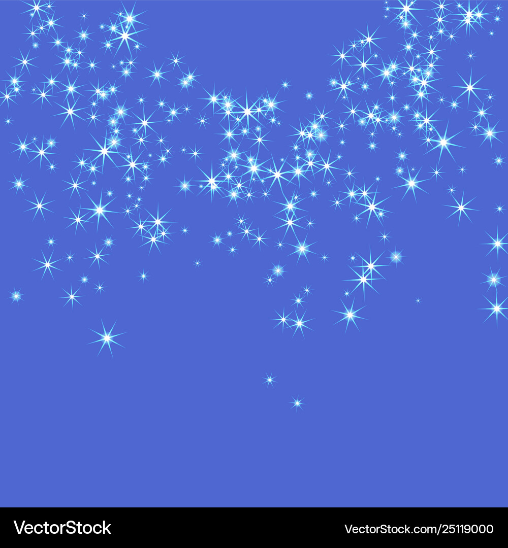 Blue cold scattered chaotically confetti-stars Vector Image