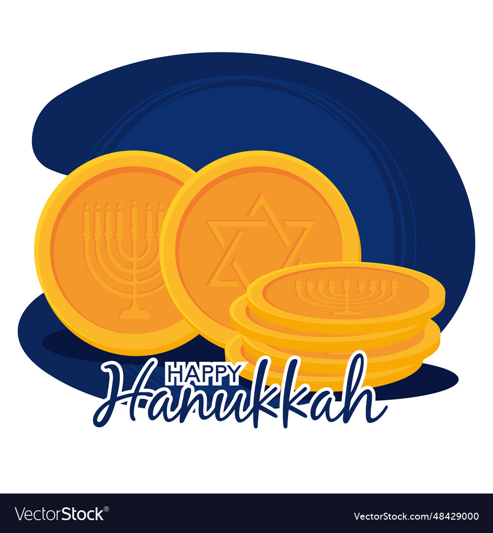 Colored happy hanukkah template with traditional Vector Image