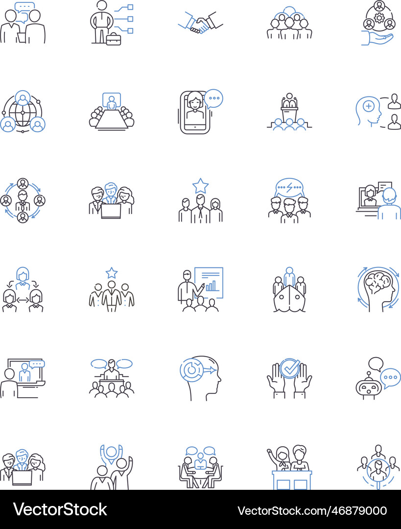 Communication skills line icons collection Vector Image