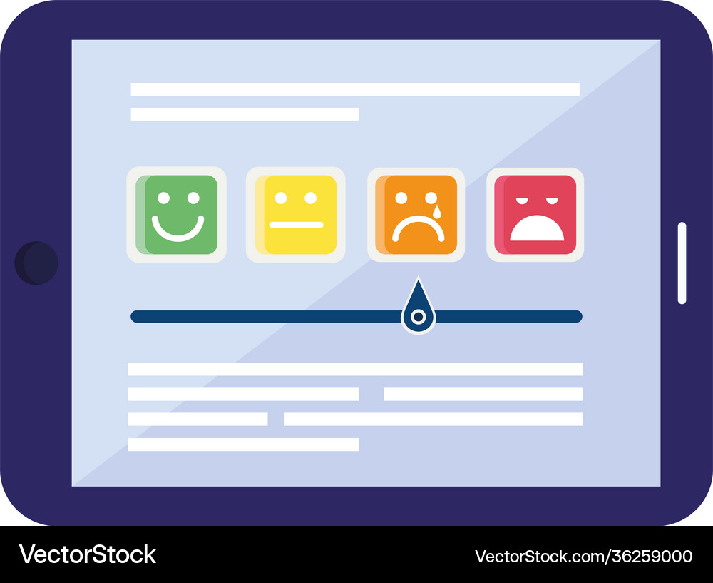 Customer satisfaction bar with emojis in tablet Vector Image
