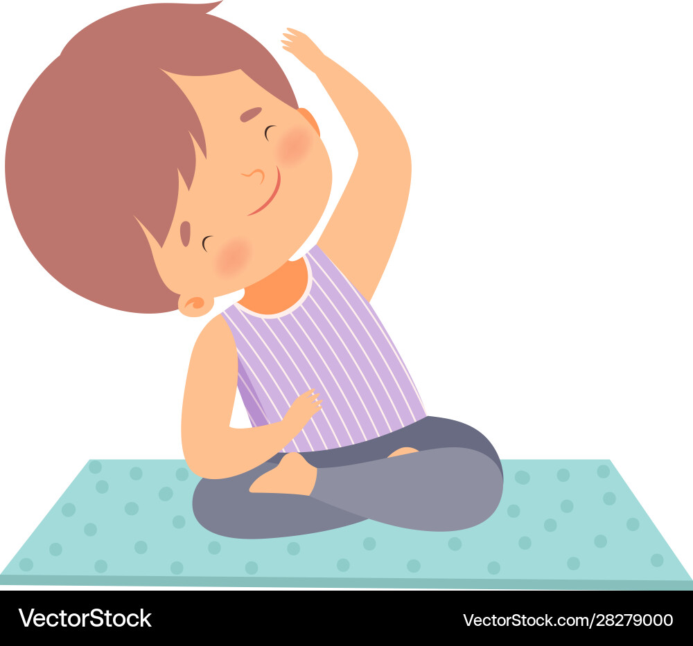 Cute boy doing sport exercise adorable kid Vector Image