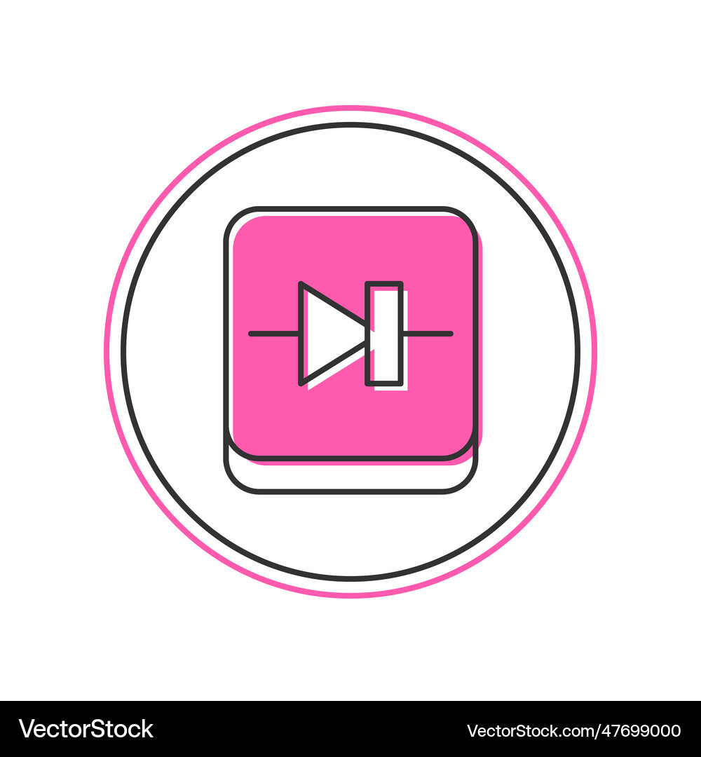 Filled outline diode in electronic circuit icon Vector Image
