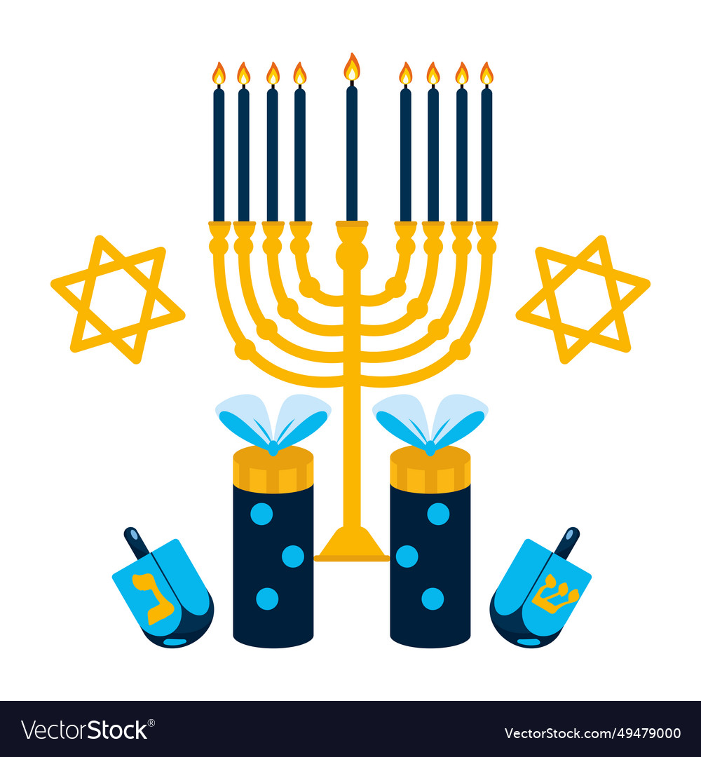 Hanukkah menorah lights Royalty Free Vector Image