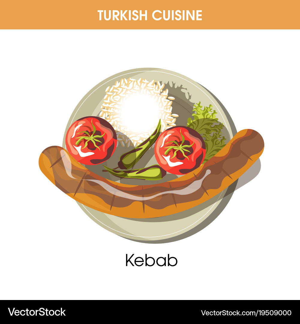 Huge kebab with chilli pepper and garnish from Vector Image