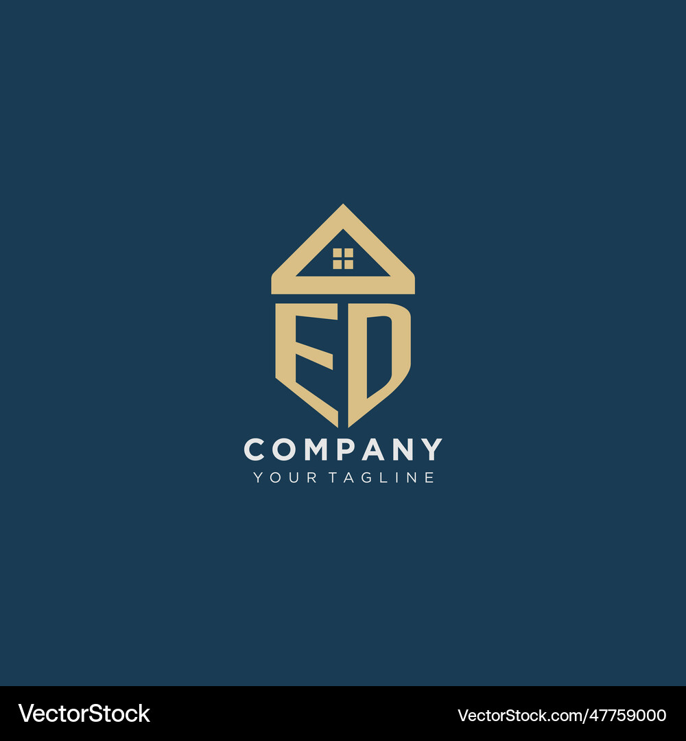 Initial letter ed with simple house roof creative Vector Image