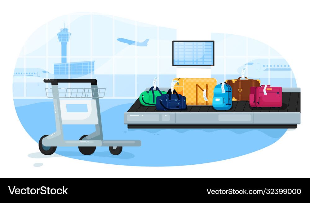 Luggage conveyor baggage suitcases Royalty Free Vector Image