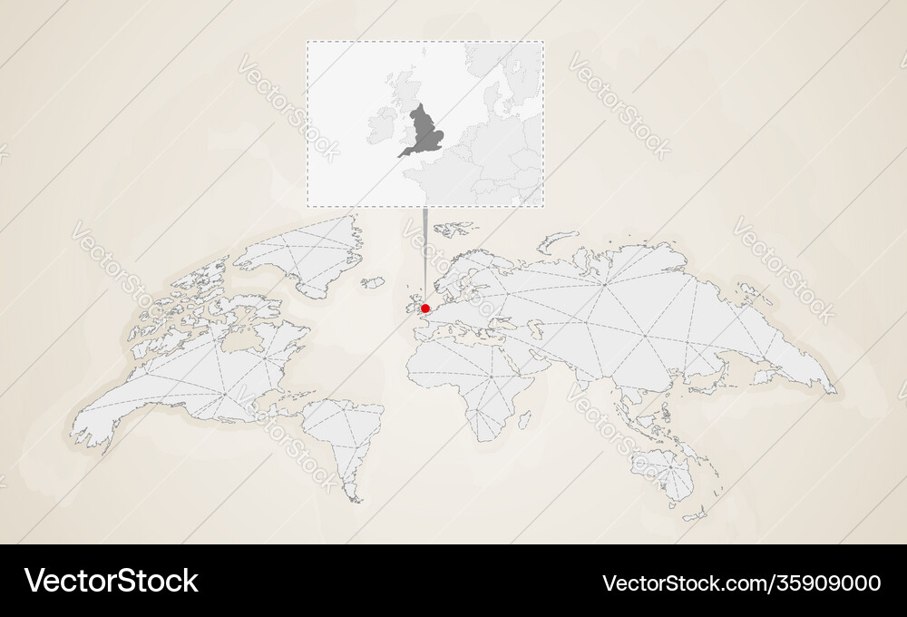 Map england with neighbor countries pinned Vector Image