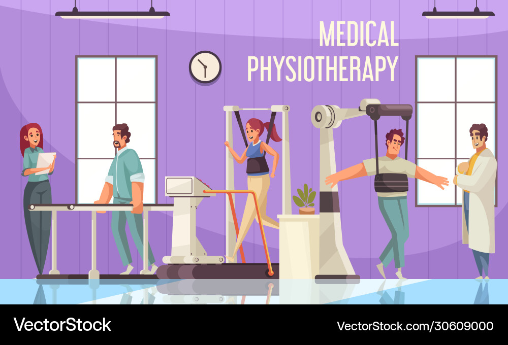 Medical physiotherapy gym composition Royalty Free Vector