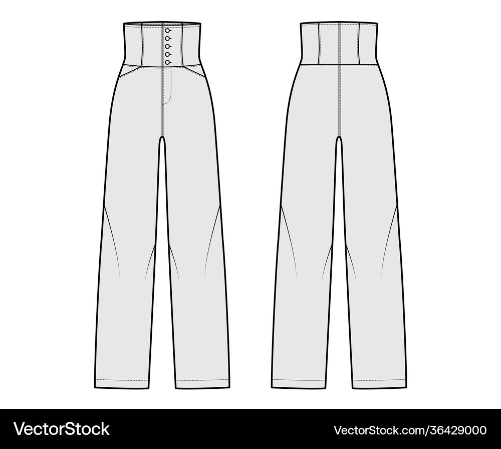 Pants high-waisted technical fashion Royalty Free Vector