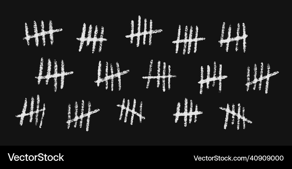 Tally marks drawn in chalk hand drawn lines Vector Image