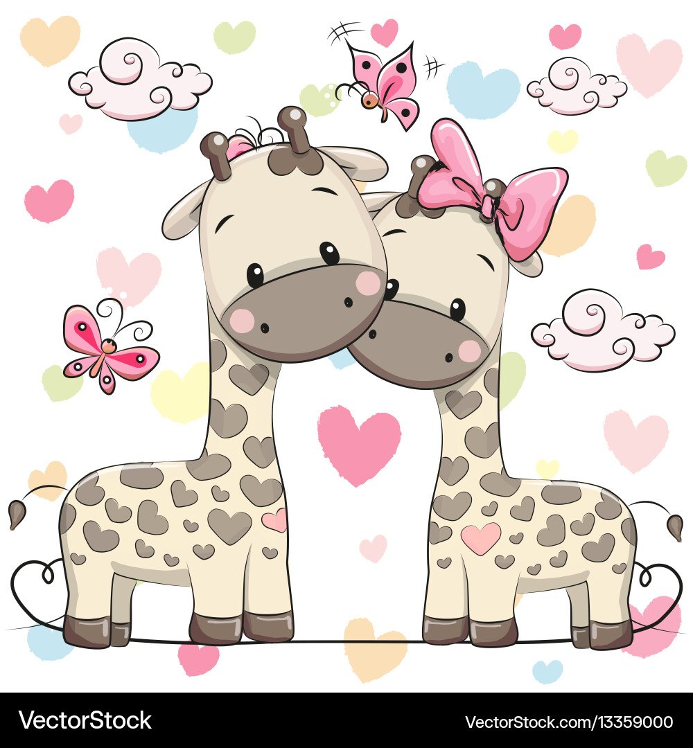 Two cute giraffes Royalty Free Vector Image - VectorStock