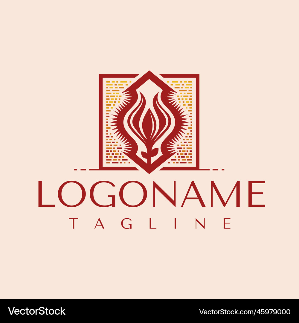 Vintage flower line square logo design template Vector Image