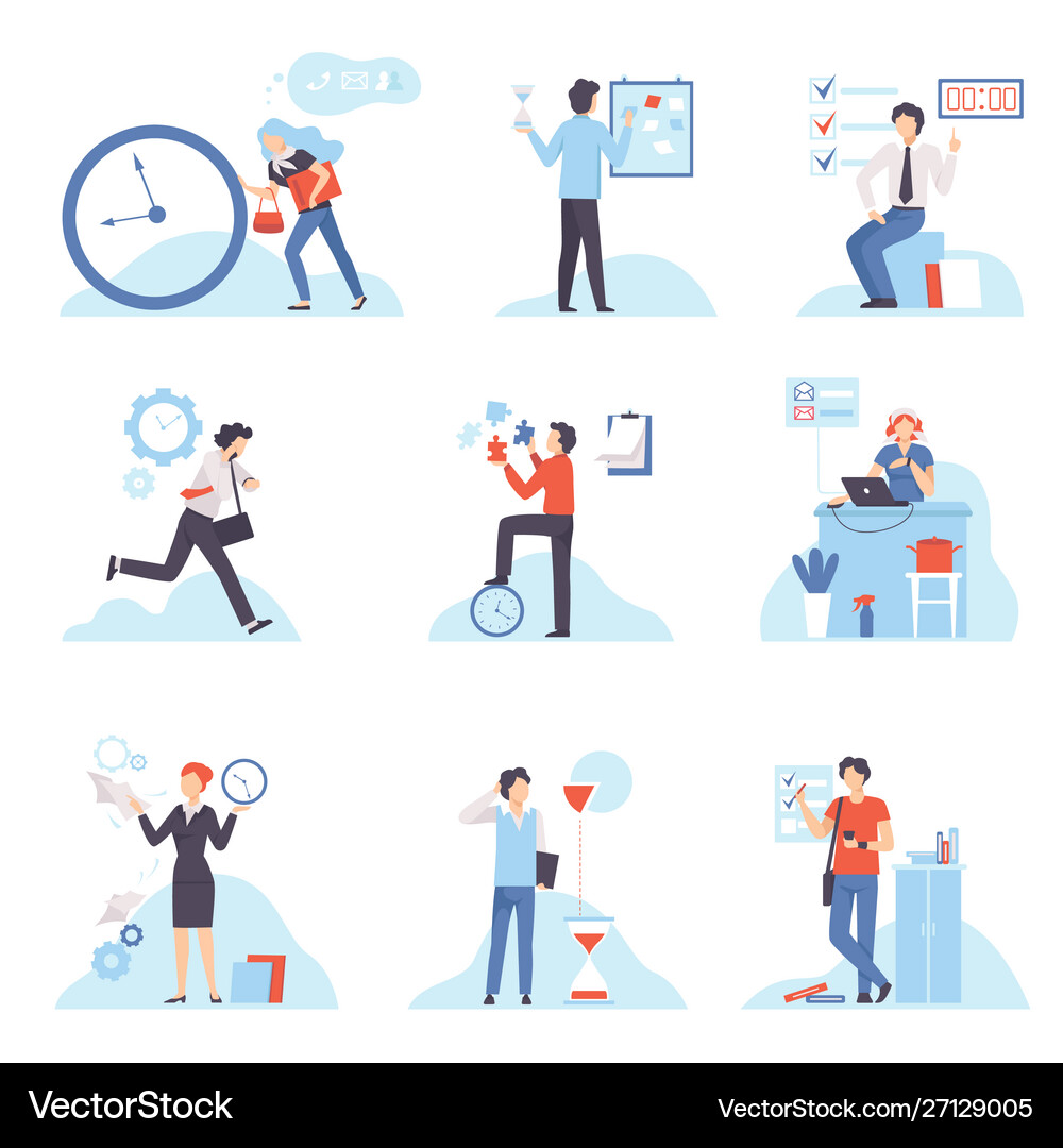 Businesspeople planning their working time set Vector Image