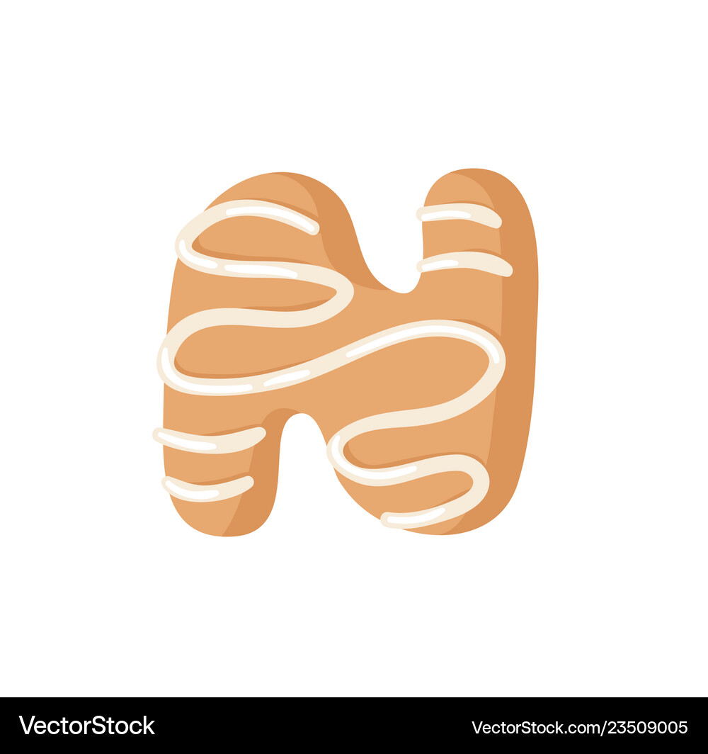 Cartoon ginger bread cookie letter n hand drawn Vector Image