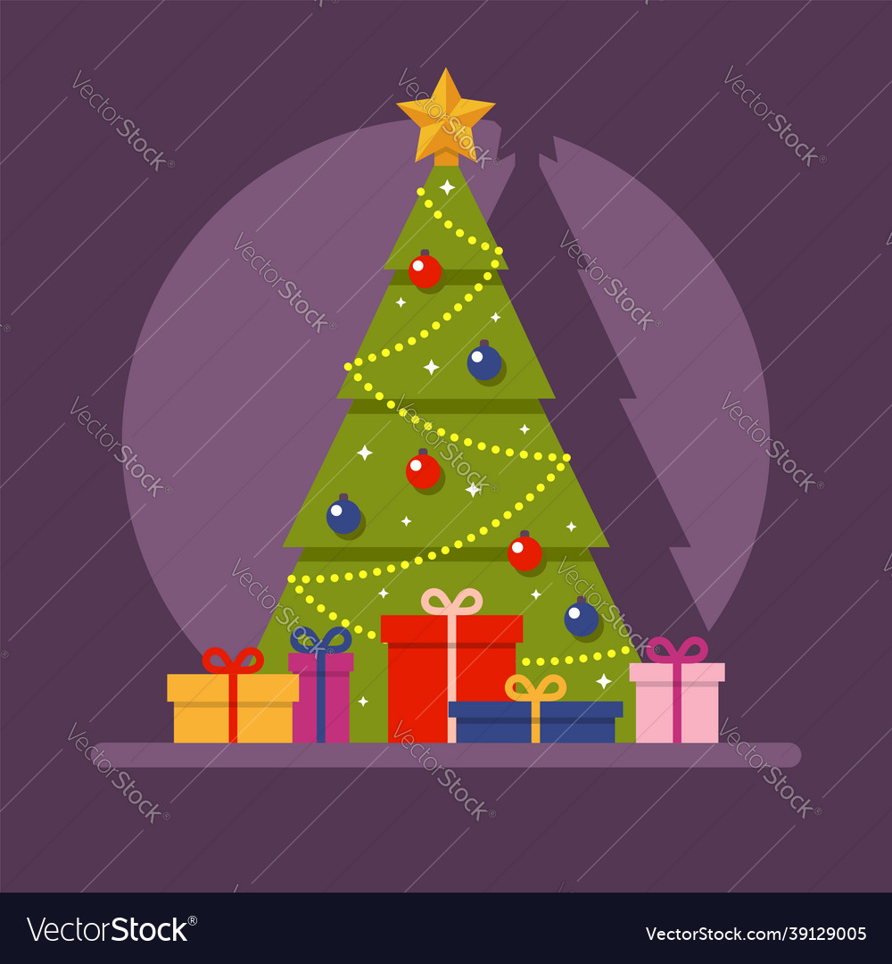 Christmas tree flat Royalty Free Vector Image - VectorStock
