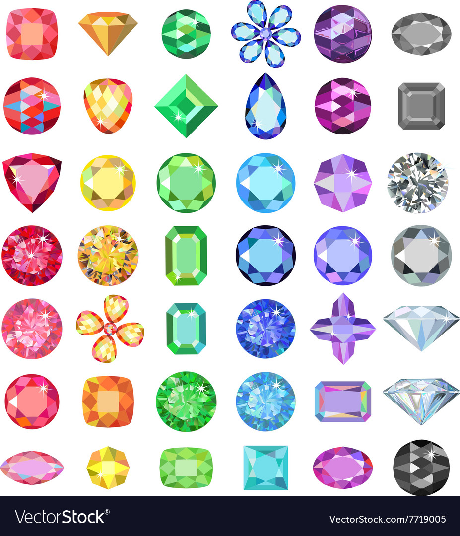 Colored Gems Cuts Set Royalty Free Vector Image