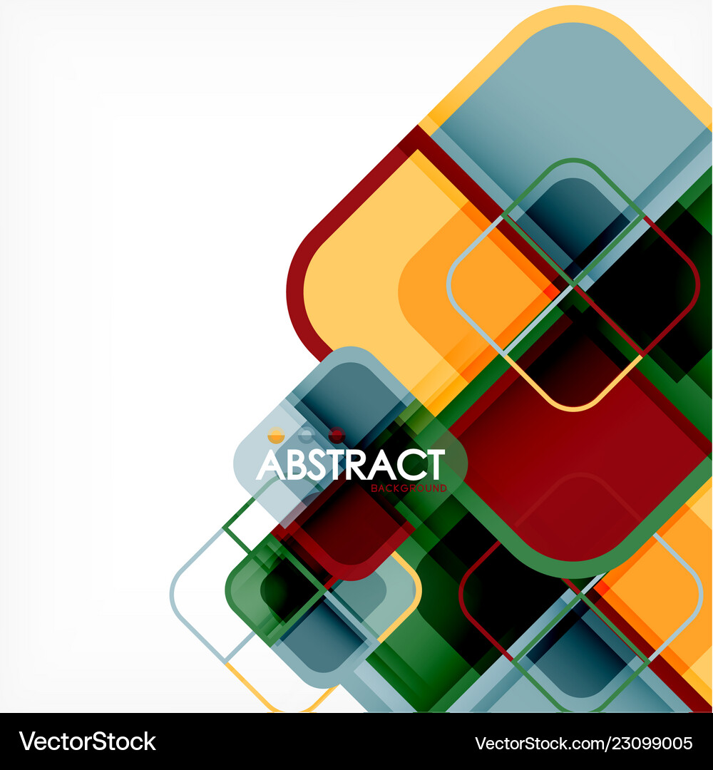 Colorful round squares modern geometric background