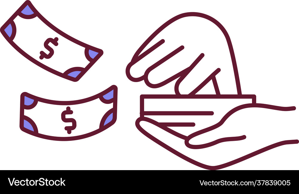 Compulsive money spending rgb color icon Vector Image