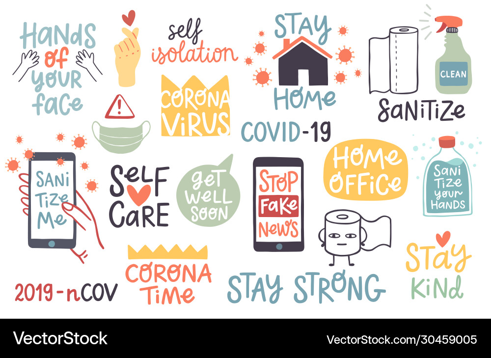 Coronavirus covid-19 letterings and other elements