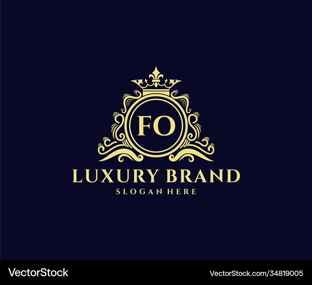 Fo initial letter gold calligraphic feminine Vector Image