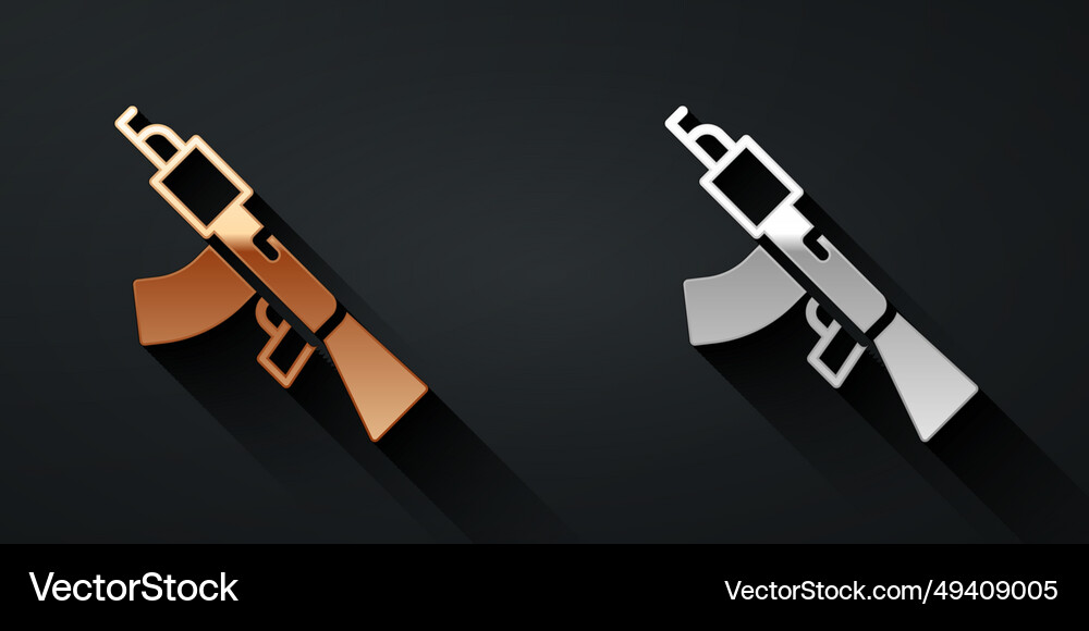 Gold and silver submachine gun icon isolated Vector Image