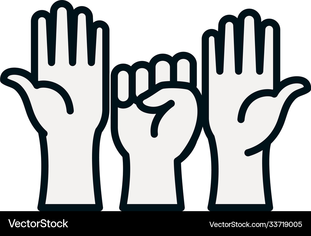 Human rights concept revolution hands up icon Vector Image