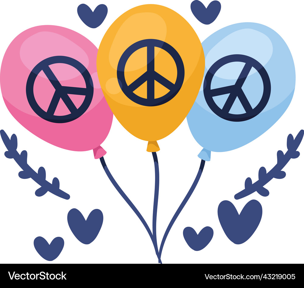 Peace symbols in balloons Royalty Free Vector Image
