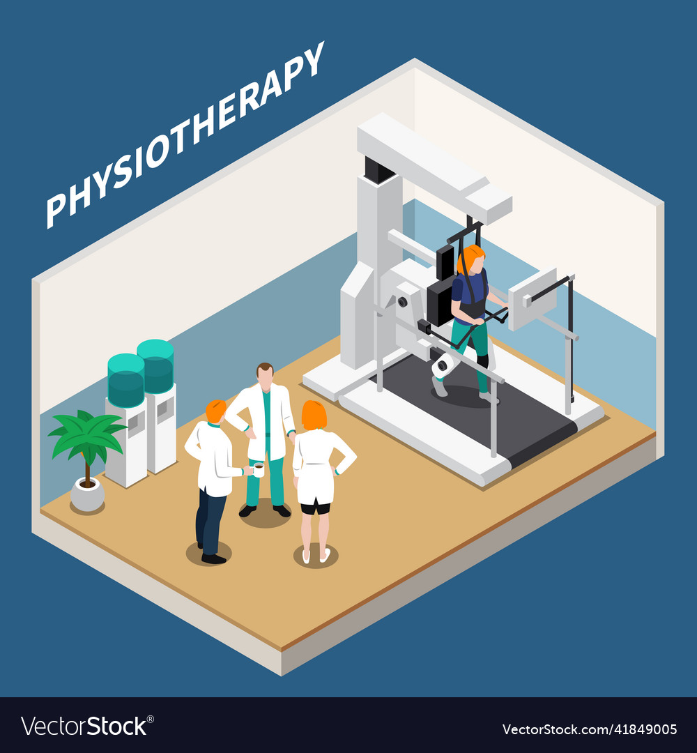 Physiotherapy isometric composition Royalty Free Vector