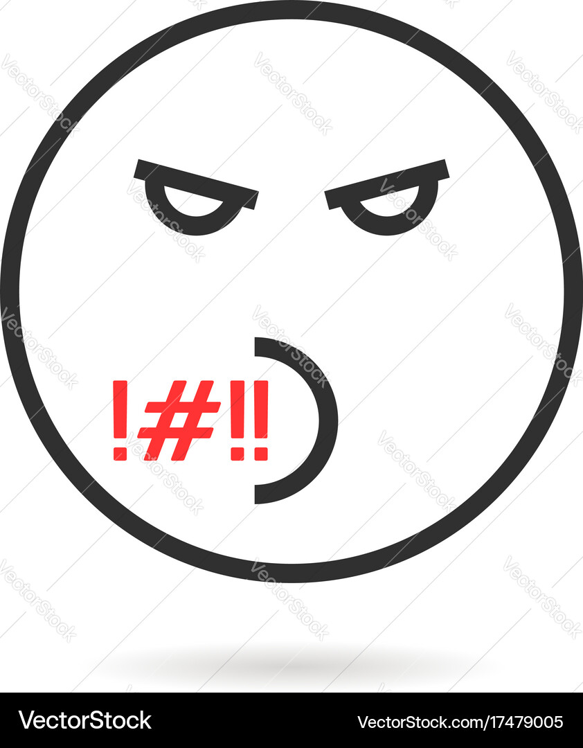 Rude thin line emoji icon with shadow Royalty Free Vector