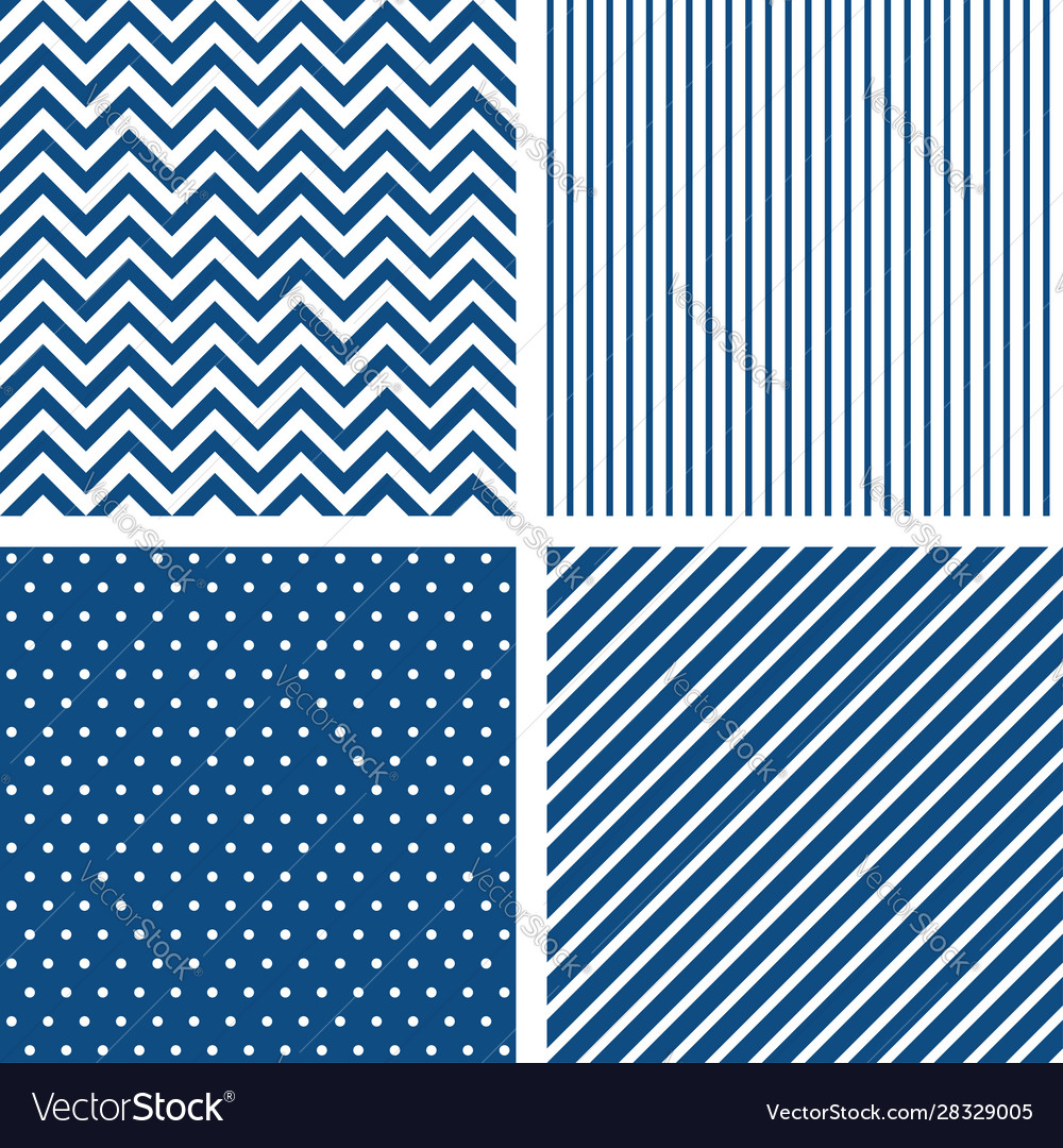 Set seamless patterns in classic blue Royalty Free Vector