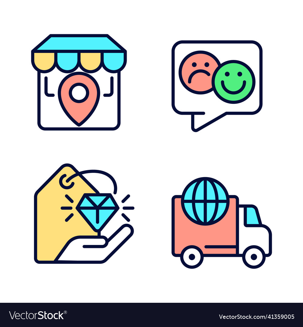 Shopping pixel perfect rgb color icons set Vector Image Shopping pixel perfect rgb color icons set Vector Image